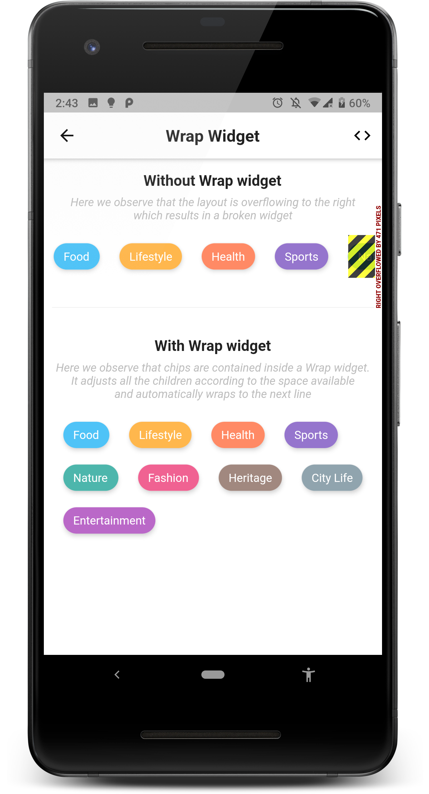 A Flutter Appliction Listing All The Widgets Covered In Flutter Widget