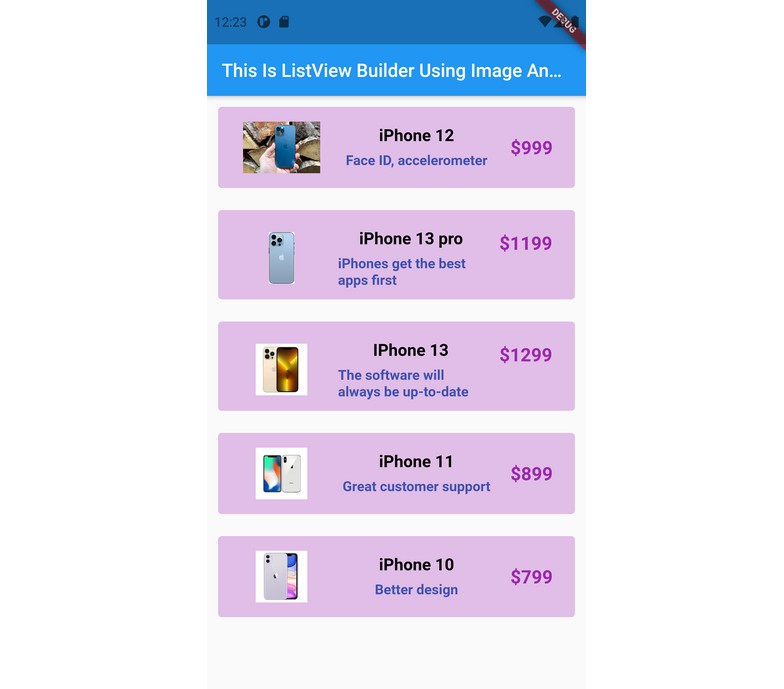 Listview With ListView Builder Image And Text