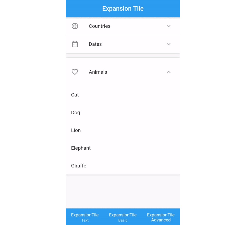 Flutter Tutorial Expandable List ExpansionTile ListTile