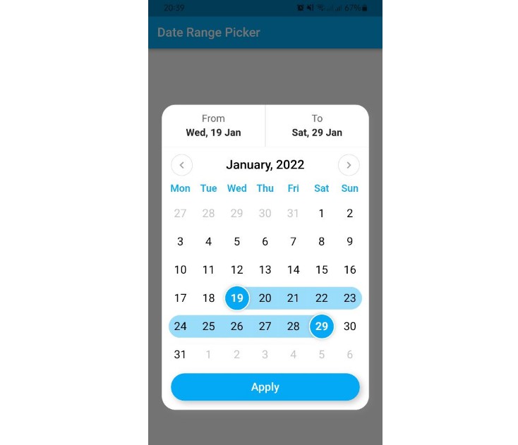 Date Range Picker Dialog For Flutter